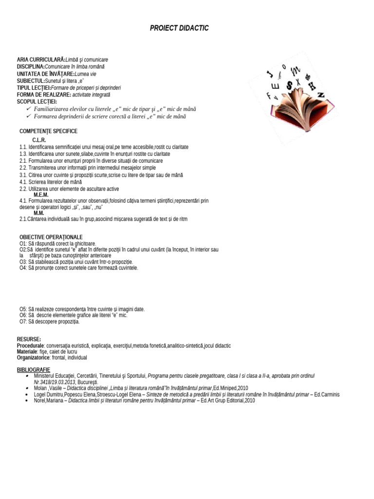 Proiect Didactic CLR Inspectie | PDF