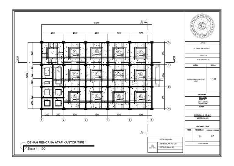 Denah Rencana Atap Kantor Tipe 1 Skala 1: 100: A 12 A 12 A 12 A 12 | PDF