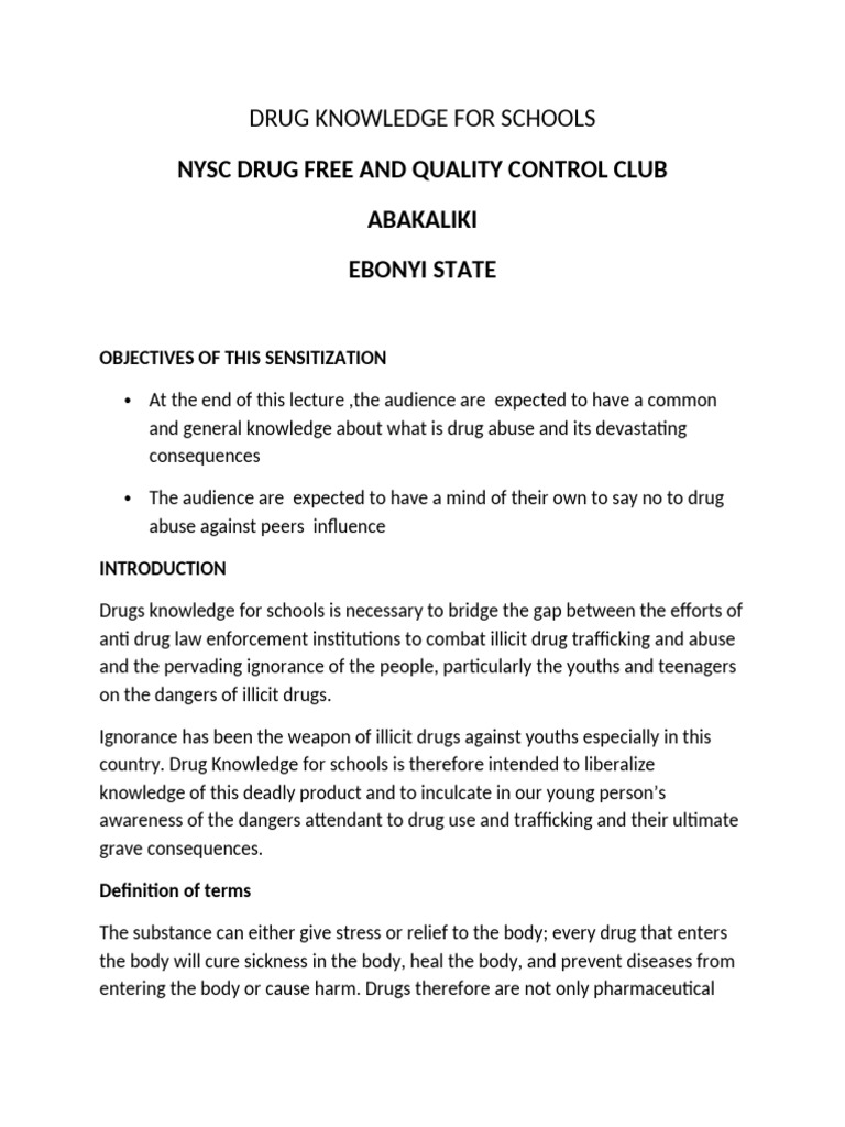 Cds Outreach On Drugs | PDF | Drugs | Recreational Drug Use