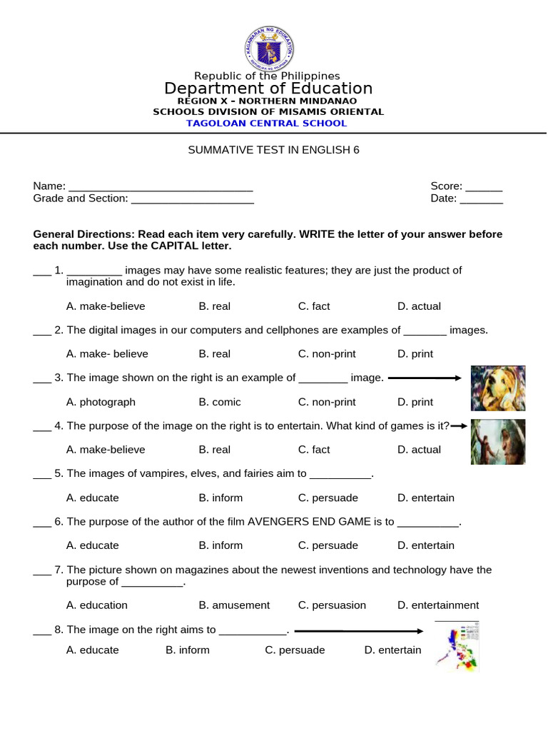 Summative Test Real or Make Believe | PDF