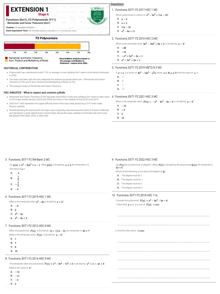 Factor Remainder Theorem | PDF