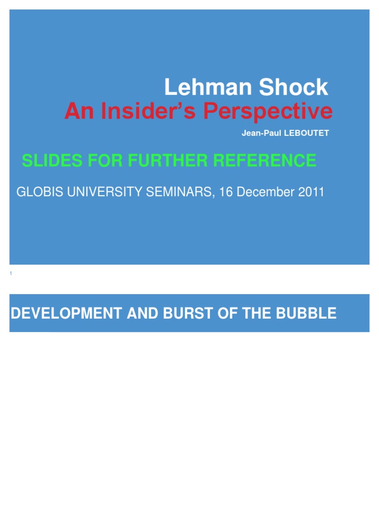 An Insider's Perspective: Lehman Shock | PDF | Lehman Brothers ...