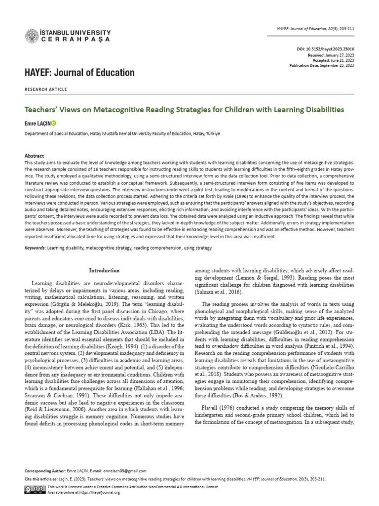Metacognition Teacher | PDF