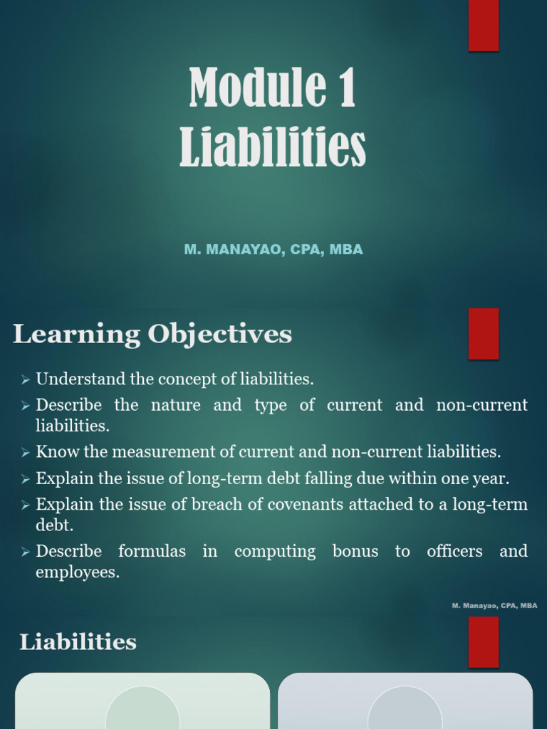 Chapter 1 - Liabilities | PDF