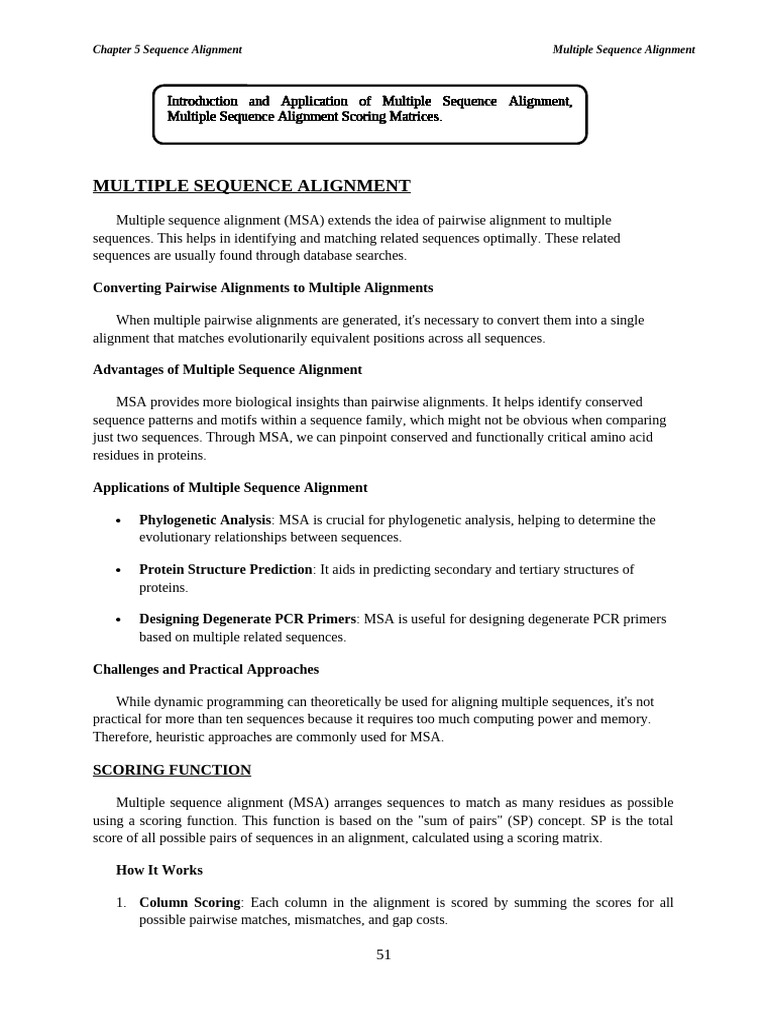 Chapter 5 Multiple Sequence Alignment | PDF