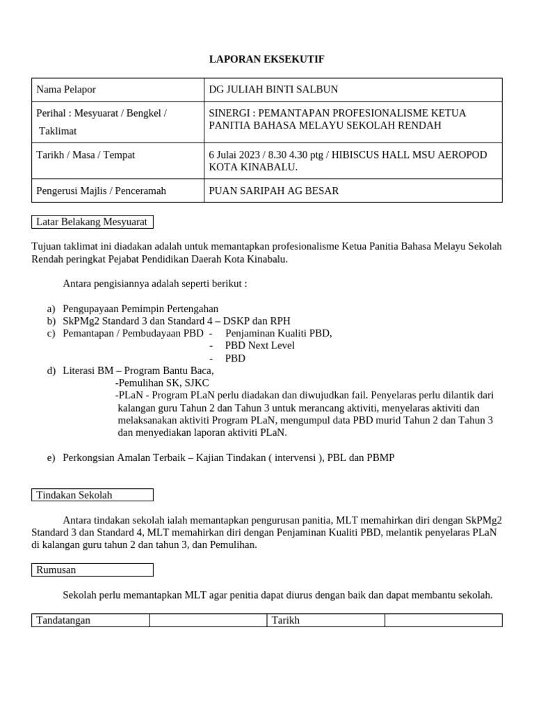 Laporan Eksekutif | PDF