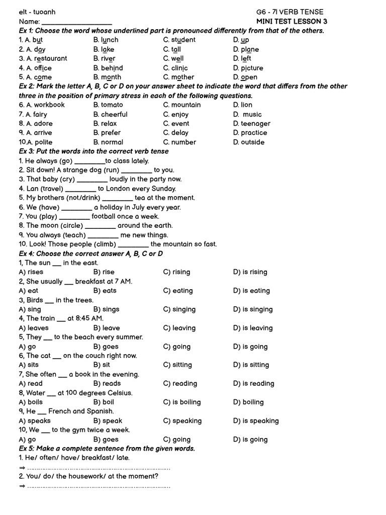 Mini Test Lesson 3 | PDF