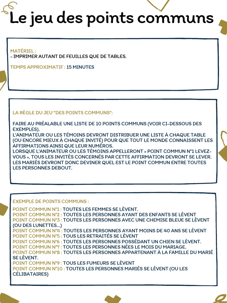 Le Jeu Des Points Commus | PDF