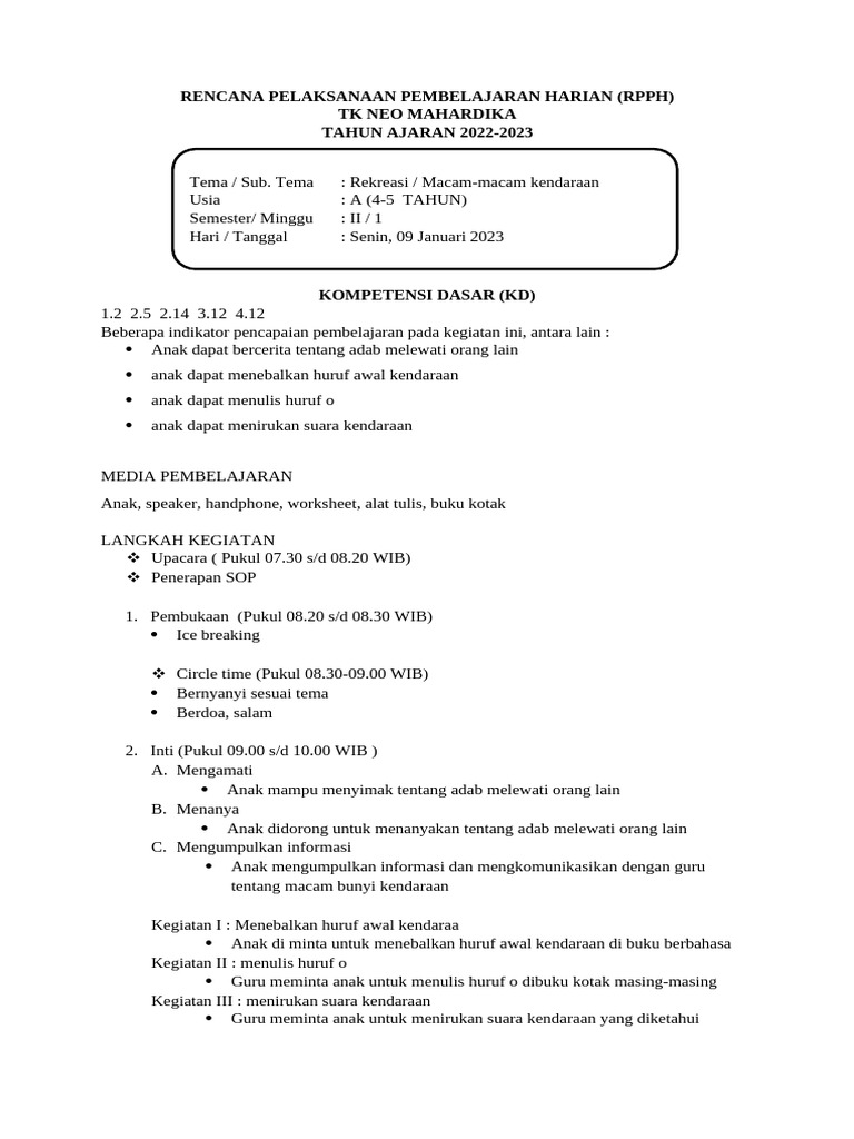 RPPH A 1 Dan 2 | PDF