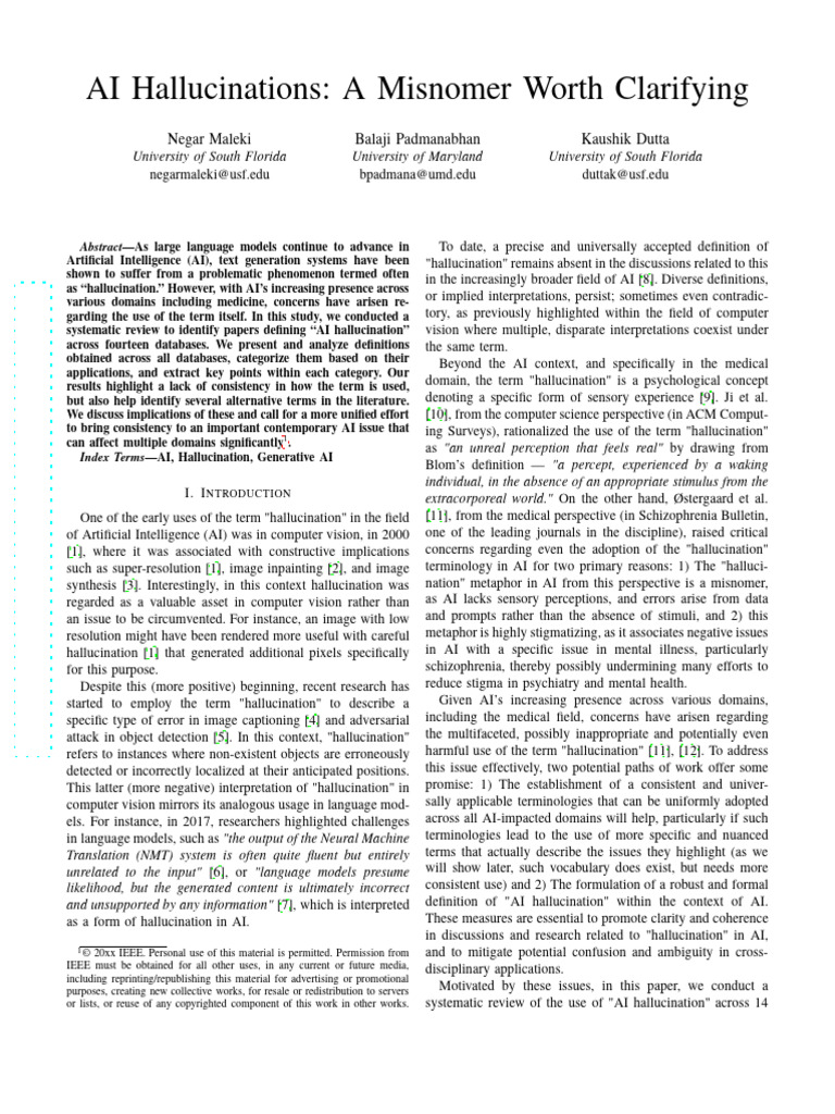 AI Hallucinations A Misnomer Worth Clarifying | PDF