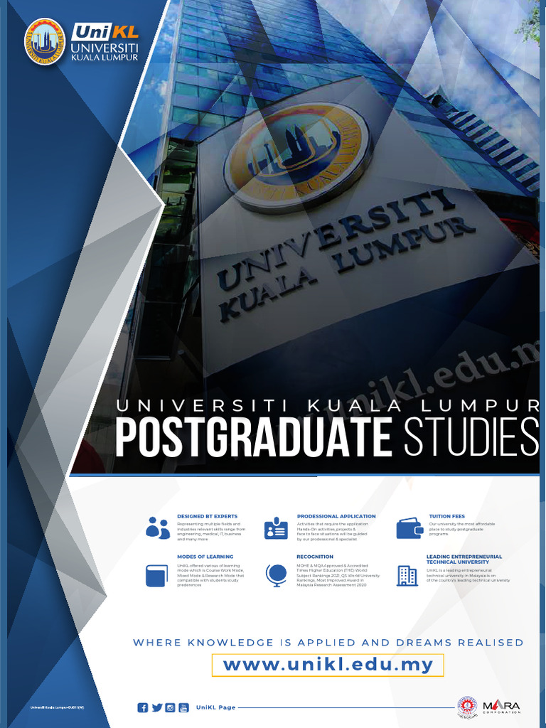UniKL Local Postgraduate Programme Guide 2022 v2 | PDF