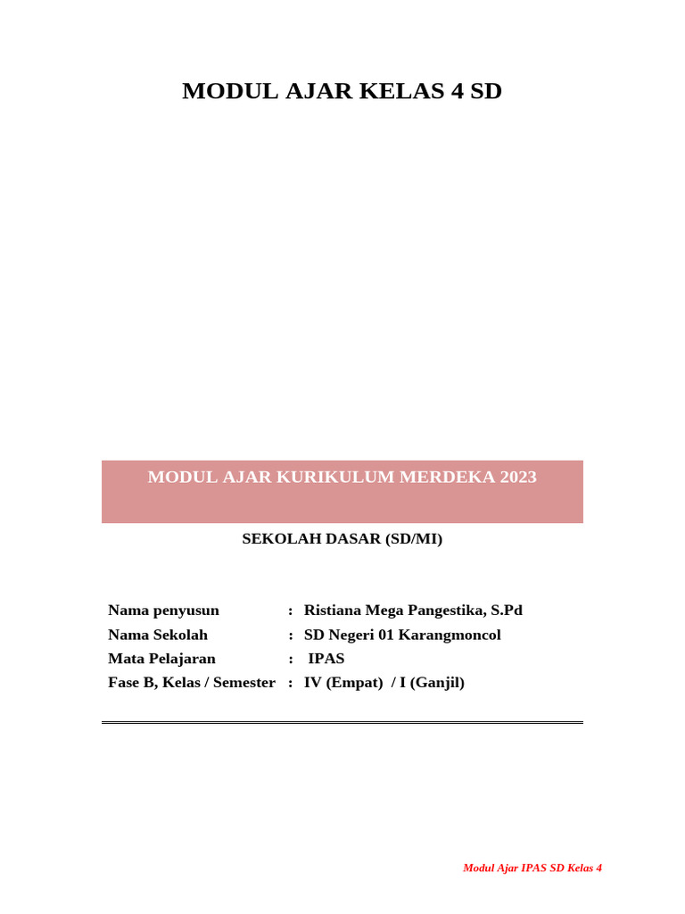 Modul Ajar IPAS Bab 2 Kls 4 | PDF