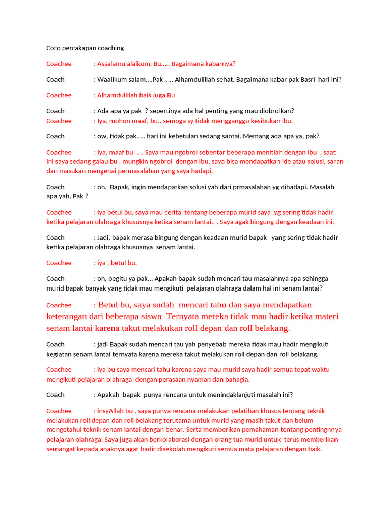 Contoh Percakapan Coaching Basri | PDF
