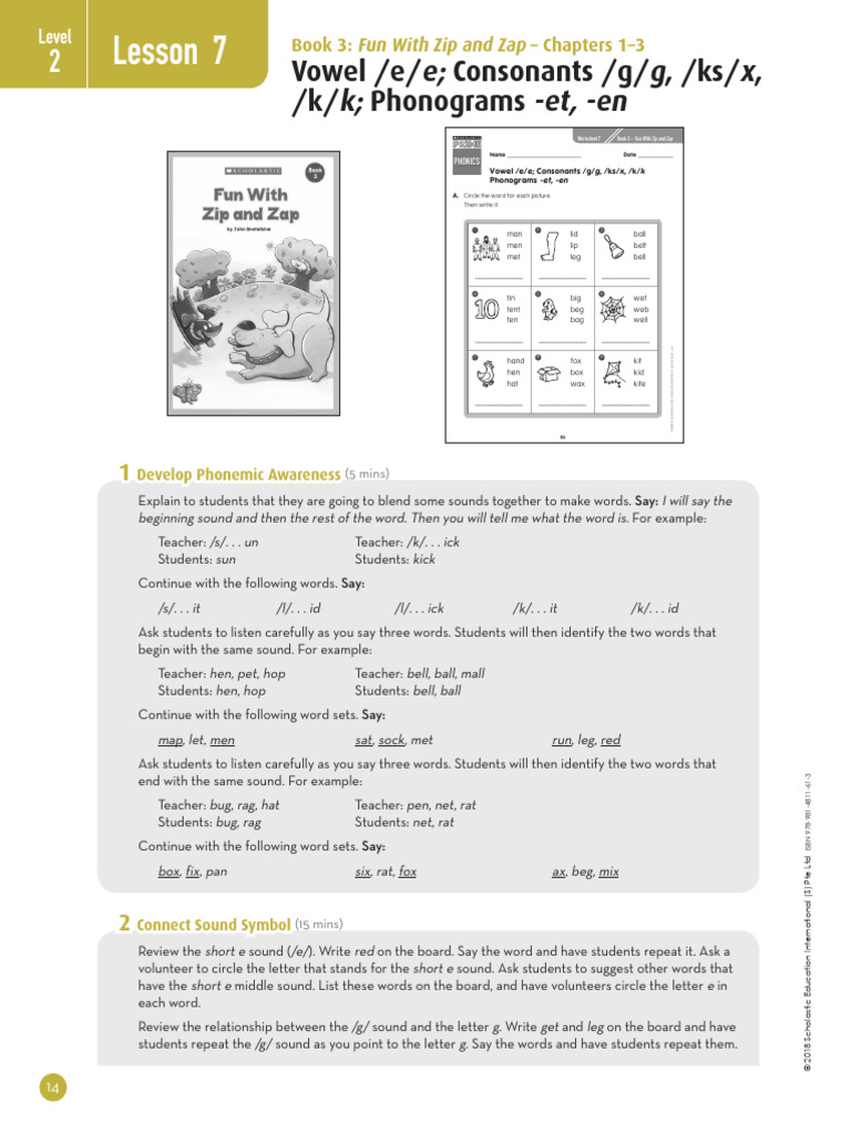 L2 - Phonics - Lesson 7 - Lesson Plan - Wksheet | PDF