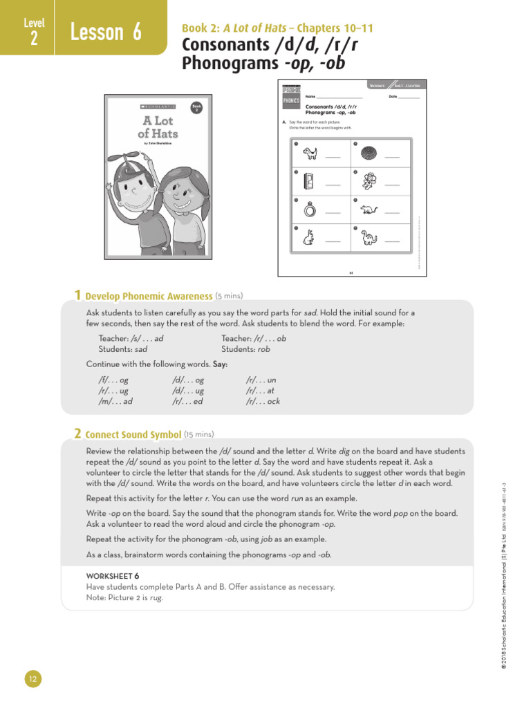L2 - Phonics - Lesson 6 - Lesson Plan - Wksheet | PDF