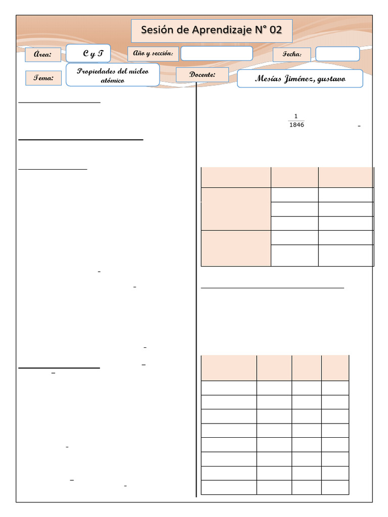 Actividad - Propiedades Del Nucleo Atomico - 2°do | PDF