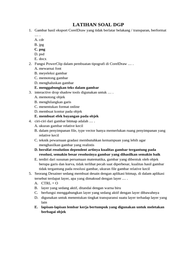 LATIHAN SOAL DGP | PDF