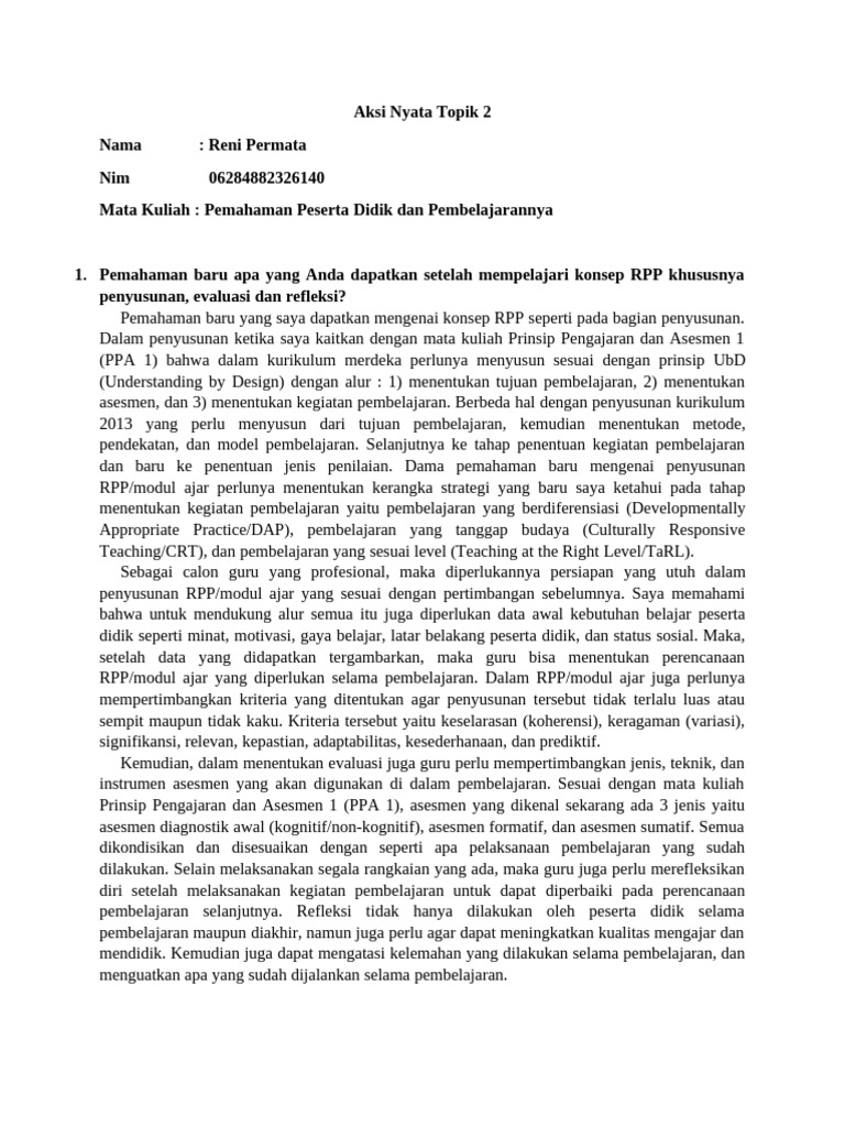 PPDP - AKSI NYATA - T2 - Reni Permata | PDF