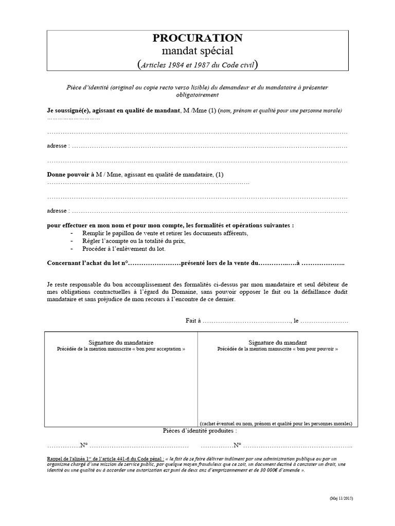 Procuration Maj 11 2015 | PDF