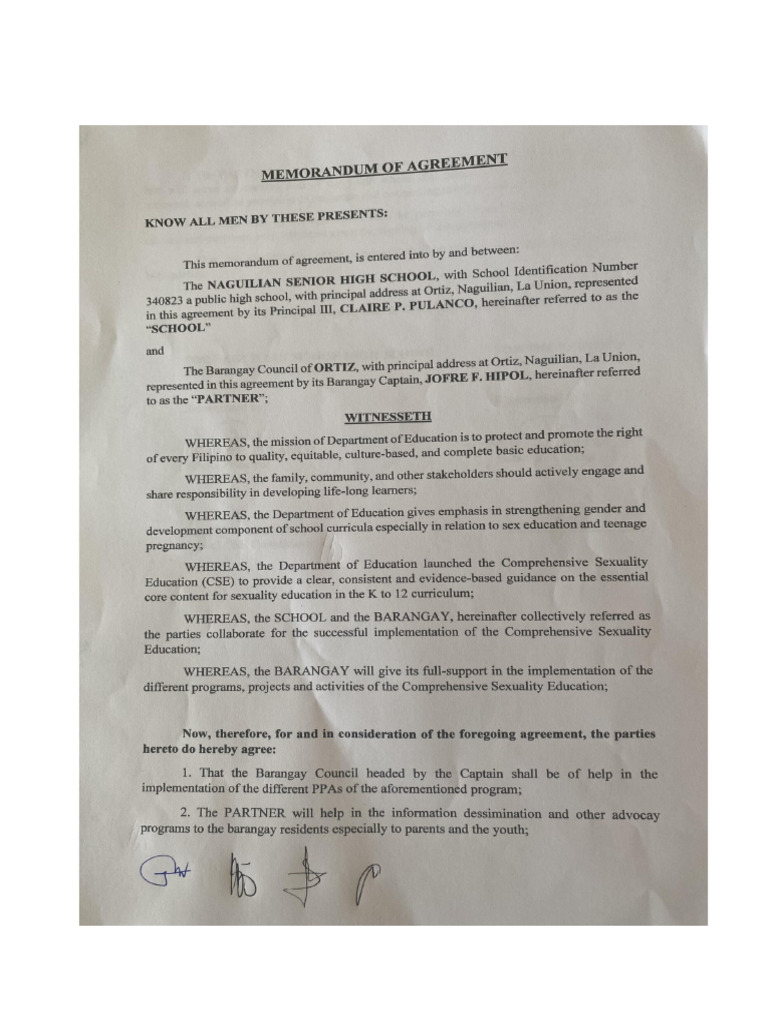 Cse Memorandum of Agreement | PDF