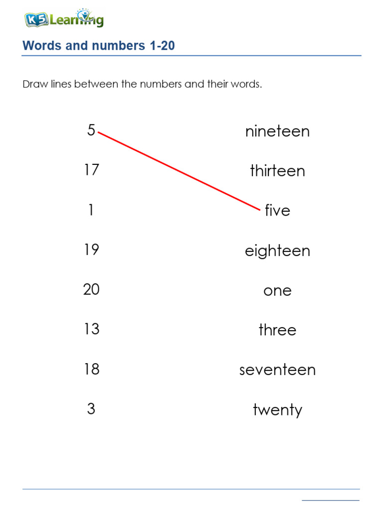 Matching Numbers Words D | PDF
