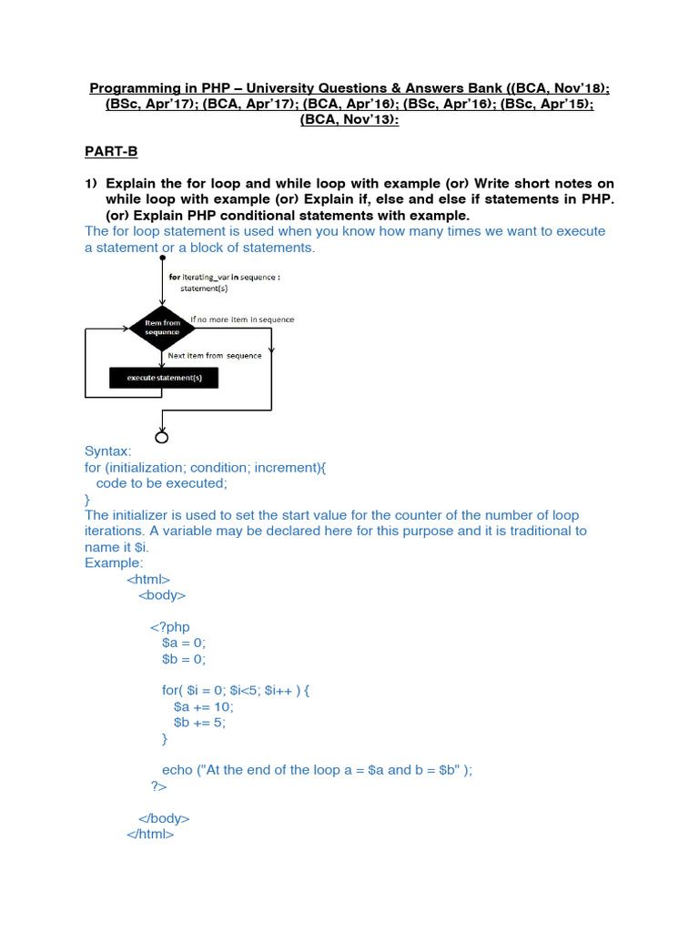 PHP - Part B Only - University Questions & Answers Bank | PDF | Http Cookie | Class (Computer ...