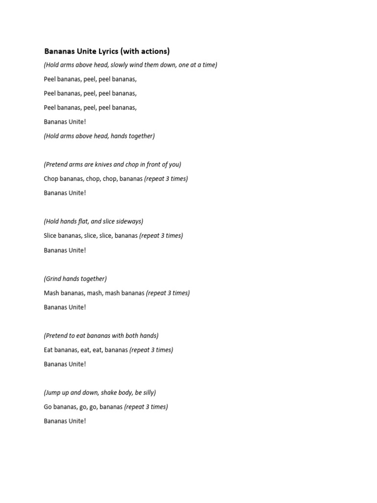 Bananas Unite Lyrics | PDF