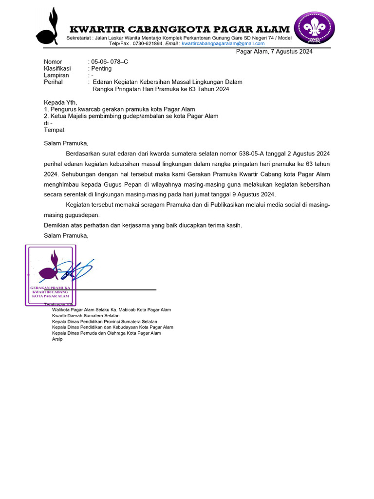 Surat Edaran Kebersihan | PDF