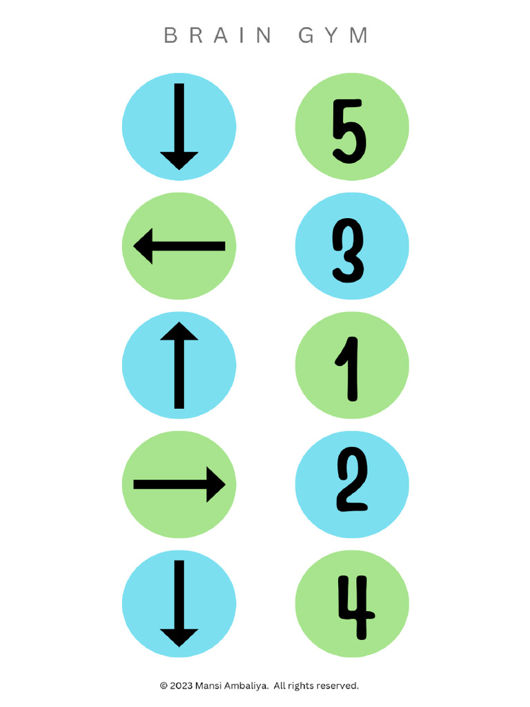 Brain Gym Set of 6 Worksheets for Kids | PDF