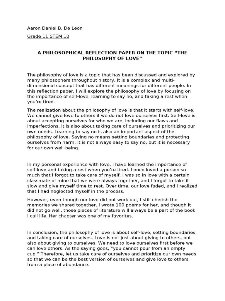 Philosophical Reflection Paper (De Leon) | PDF