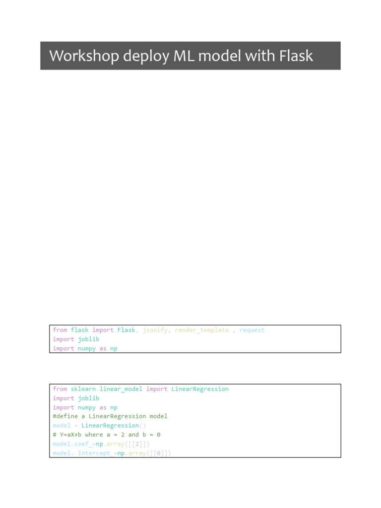 Workshop Deploy ML Model With Flask | PDF