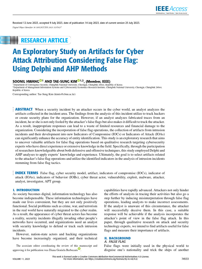 An Exploratory Study On Artifacts For Cyber Attack Attribution ...