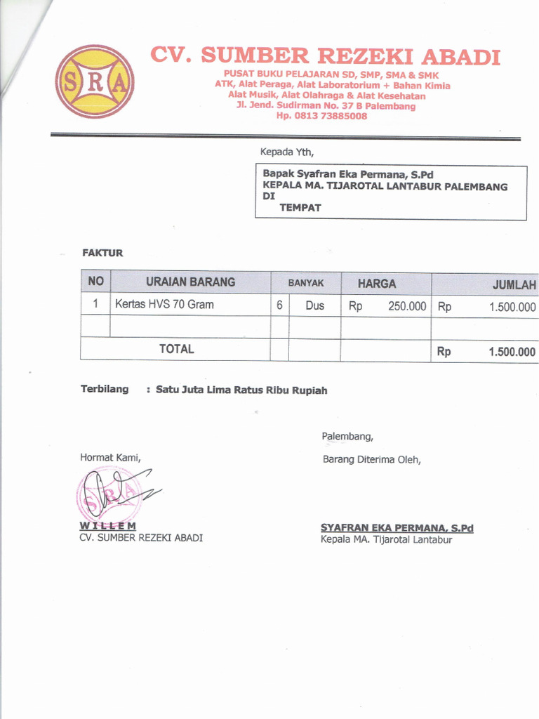 CV Sumber Rezeki Cover - 000022 | PDF