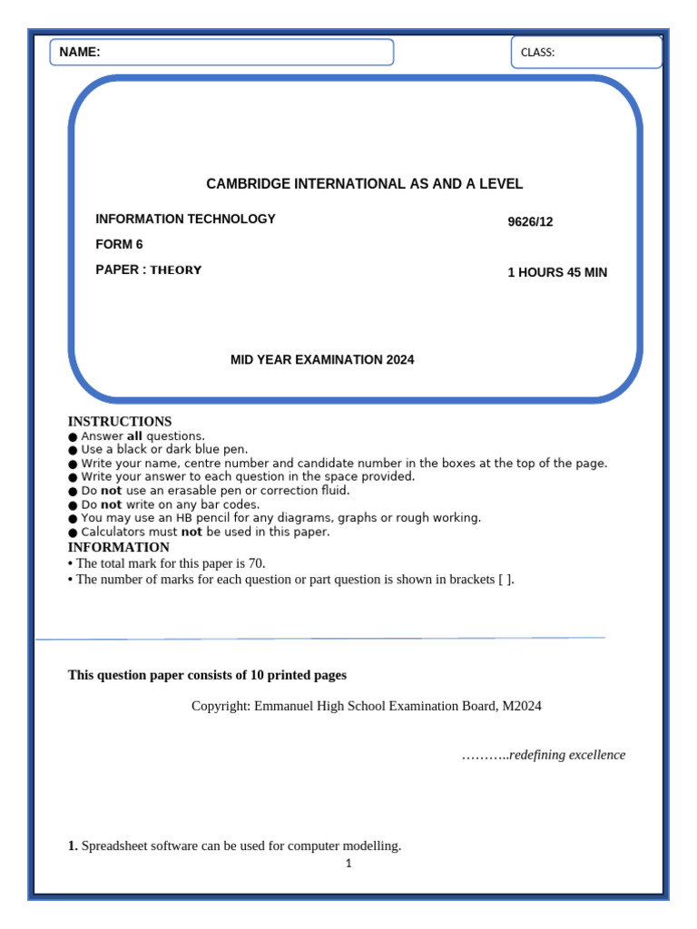Form 6 Midyear IT FINAL 1 | PDF