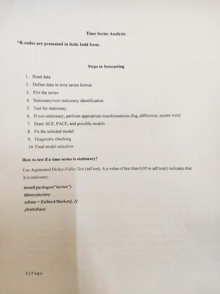 Time Series Practical | PDF