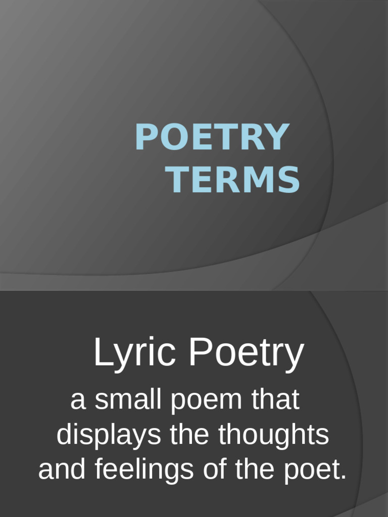 Poetry Terms | PDF