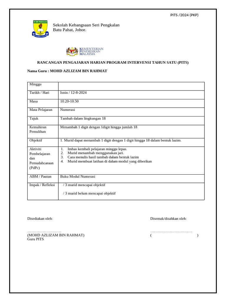 Template RPH Pits | PDF