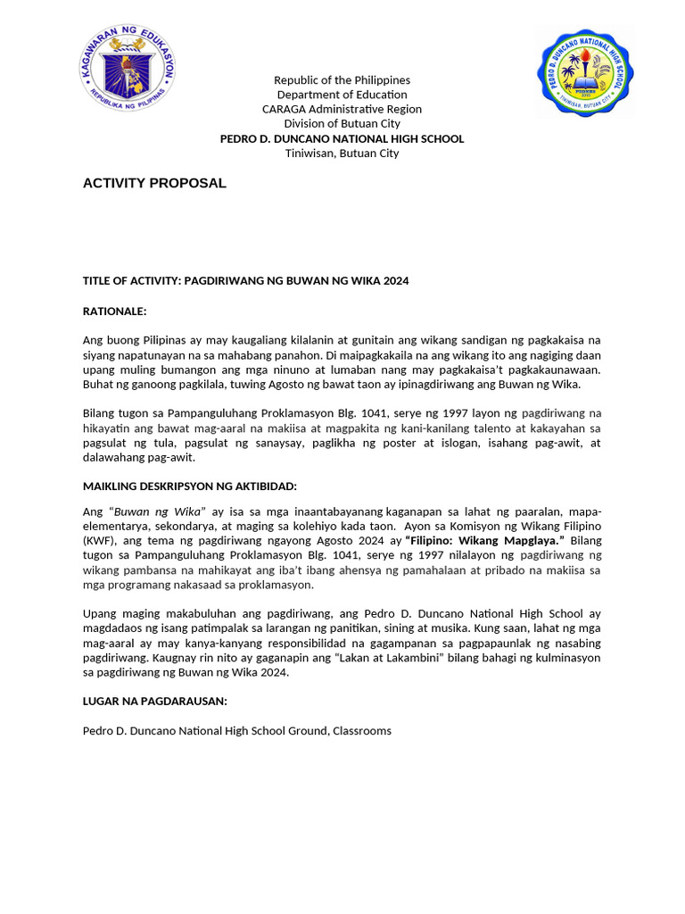 Buwan NG Wika Proposal FinALLLLL | PDF