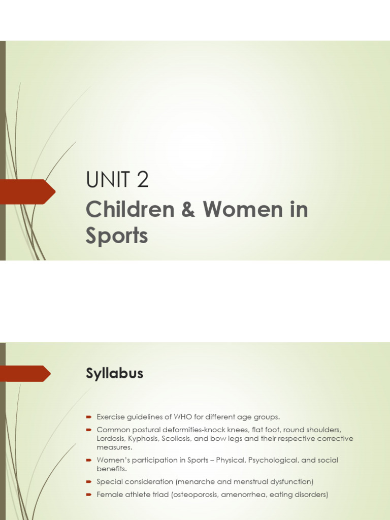 UNIT 2 Children & Women in Sports | PDF