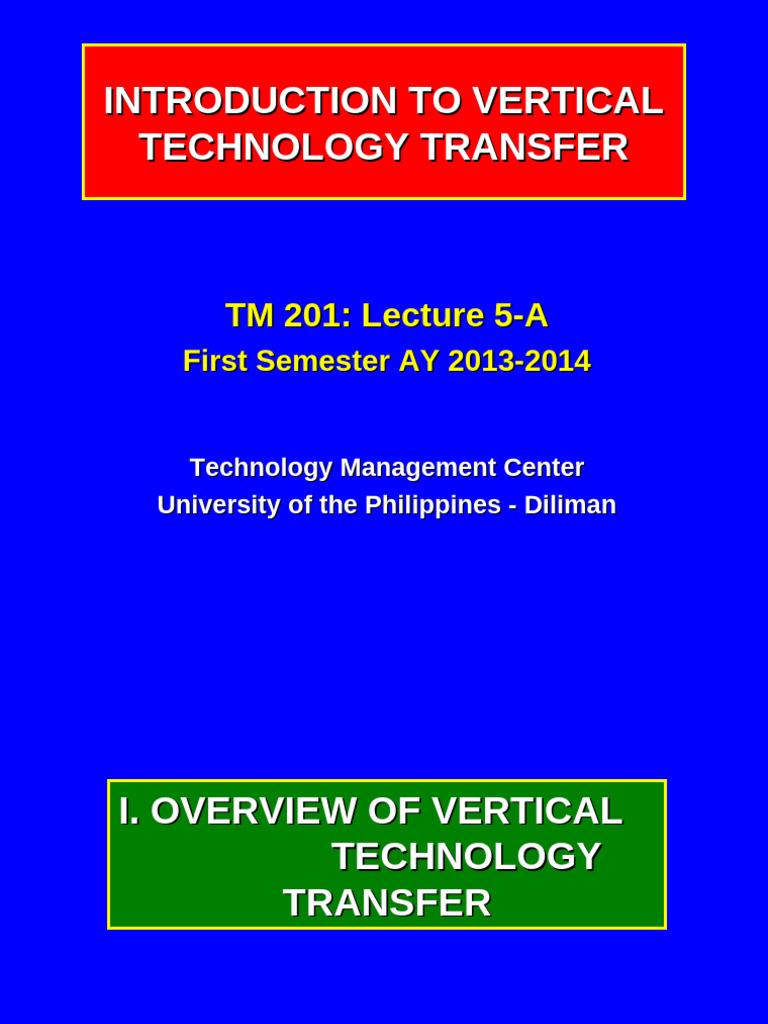 201-5-A - Intro To Vertical Technology Transfer - I-13-14 | PDF