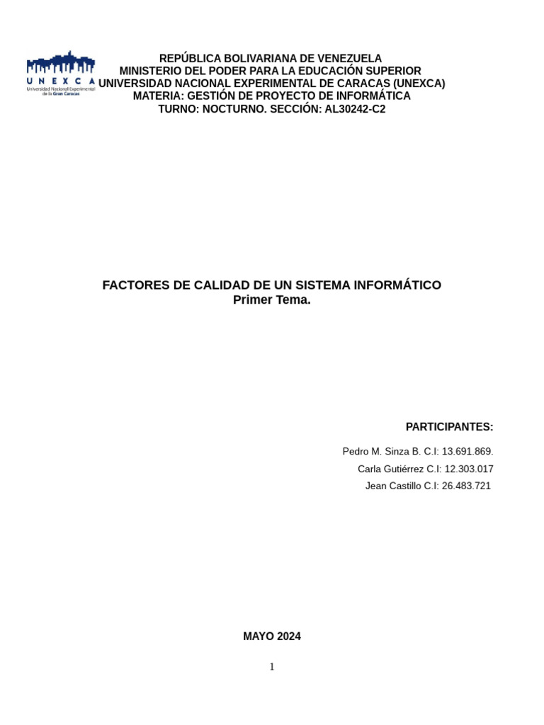 Factores de Calidad de Un Sistema Informatico | PDF