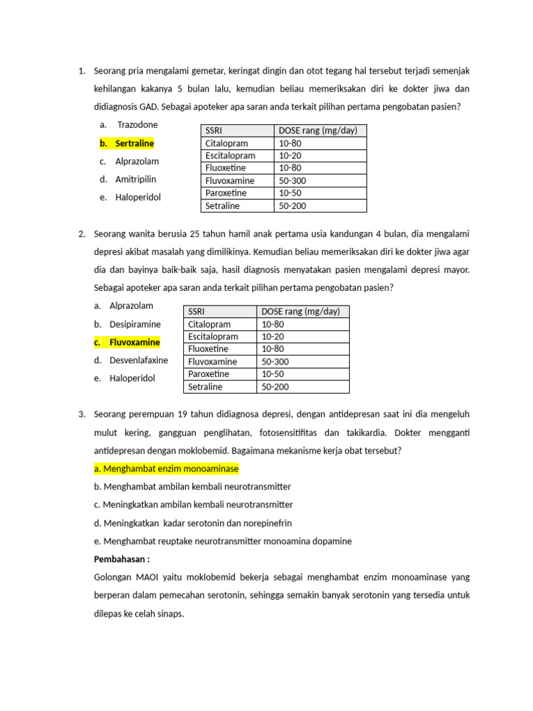 Soal Anxiety, Depresi | PDF