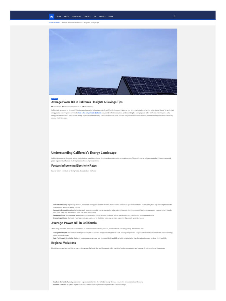 Factstea Com Average Power Bill in California Insights Savings Tips ...