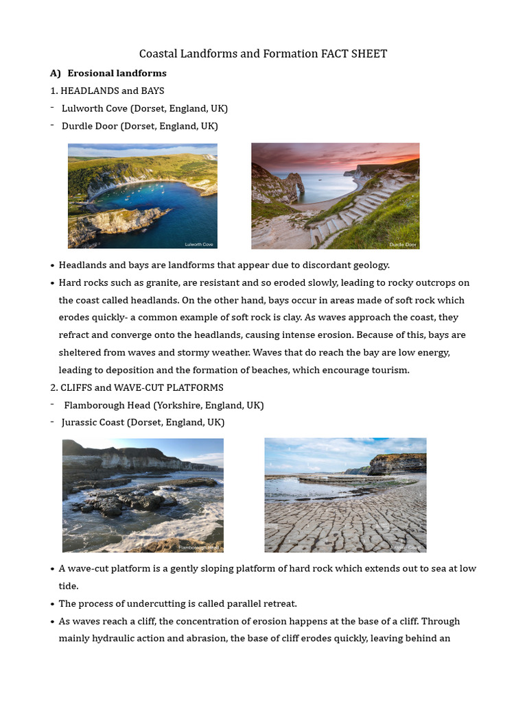 Coastal Landforms and Formation Fact Sheet | PDF