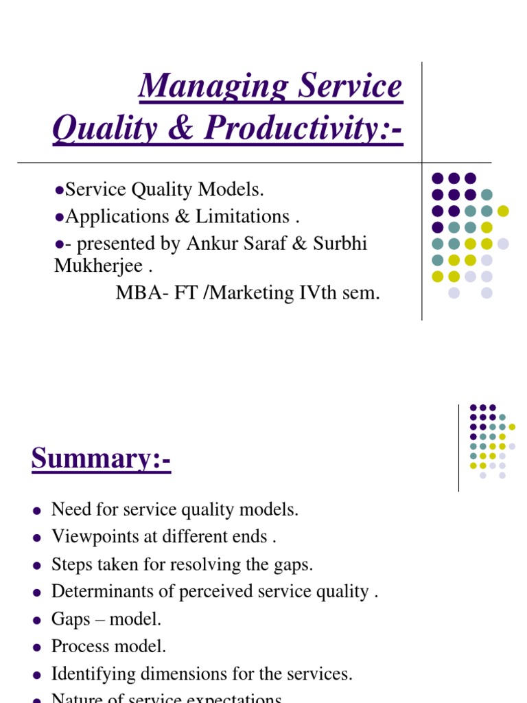 Managing Service Quality & Productivity | PDF | Perception | Quality ...