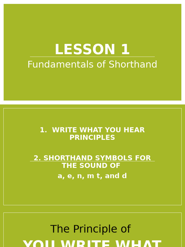 Lesson 1: Fundamentals of Shorthand | PDF