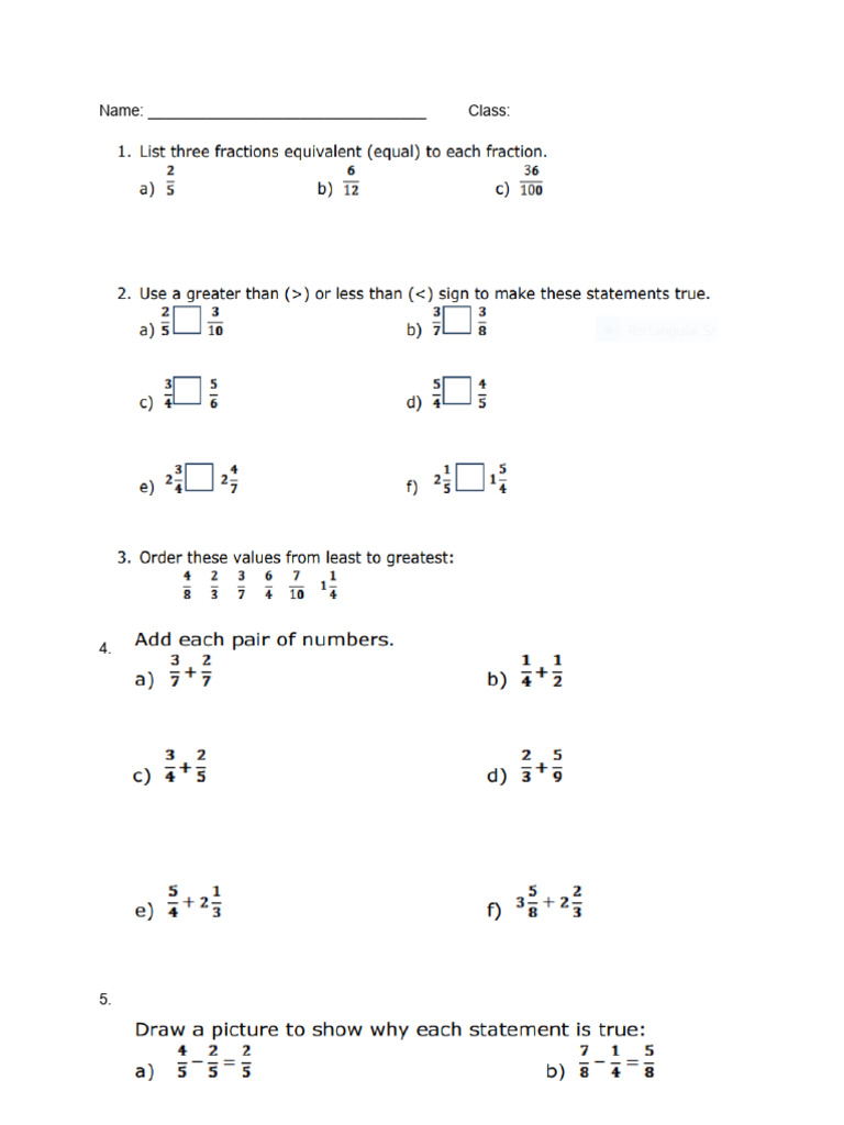 Unit 1 Number Sense - Diagnostic Test Grade 7 | PDF