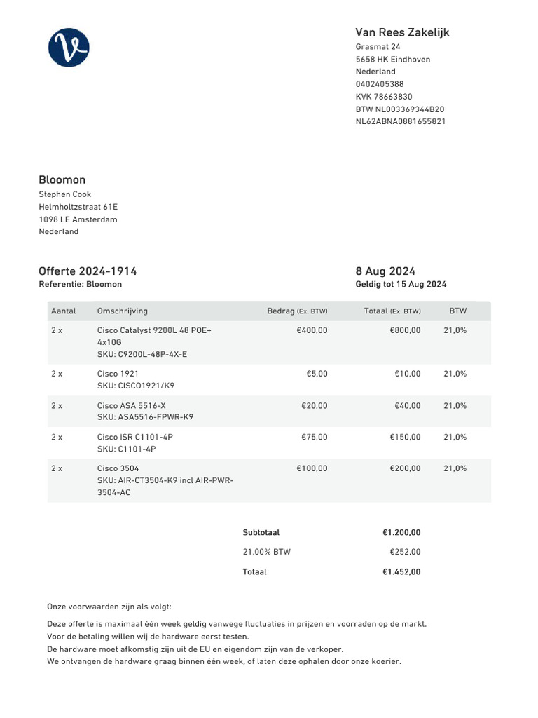 Revised Quote Bloomon 15082024 | PDF