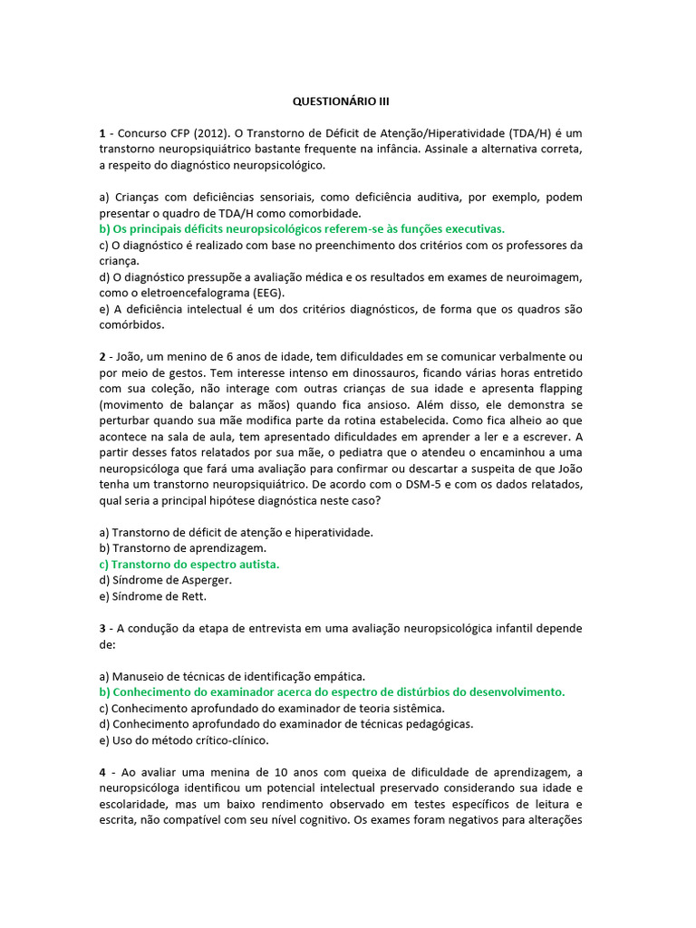 AVA - Neuro - Respostas | PDF