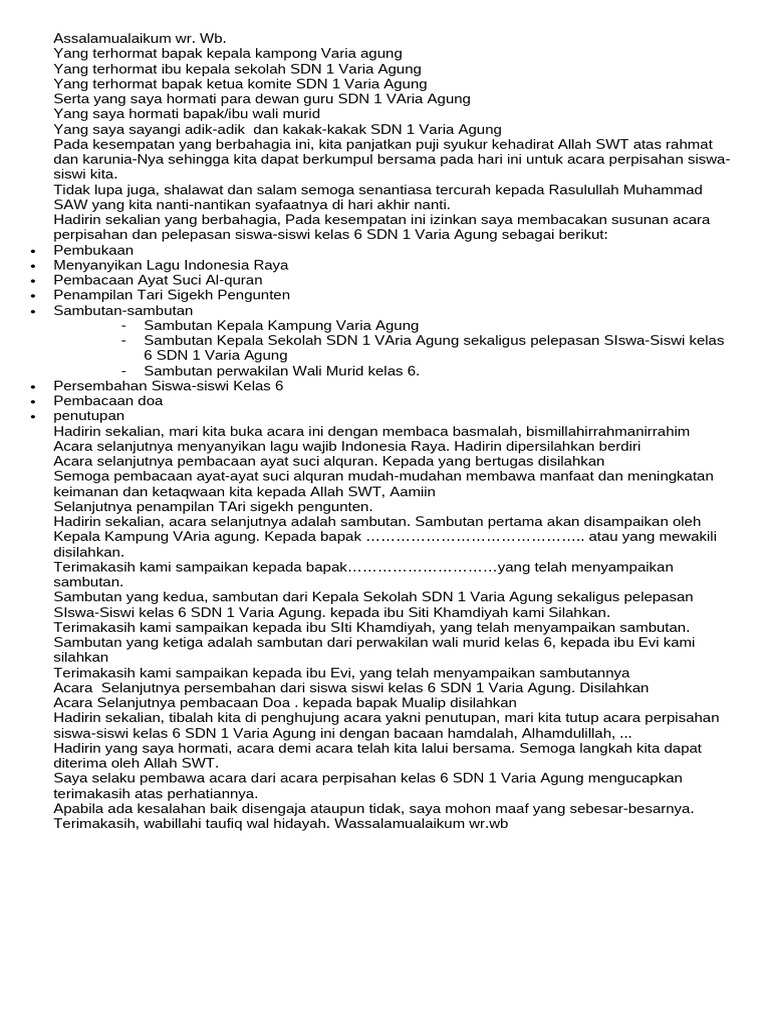 Teks MC Perpisahan | PDF